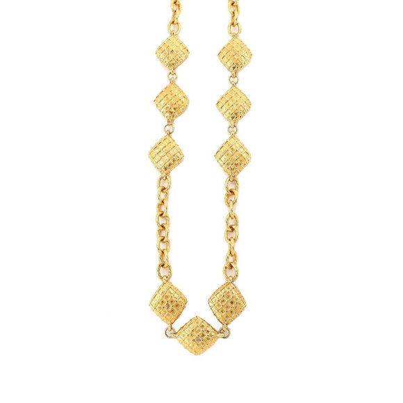 CHANEL | Jewelry | Chanel Chanel Matelasse Rhombus Necklace Gold ...